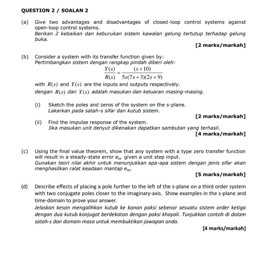 Solved QUESTION 2 / SOALAN 2 (a) Give two advantages and | Chegg.com