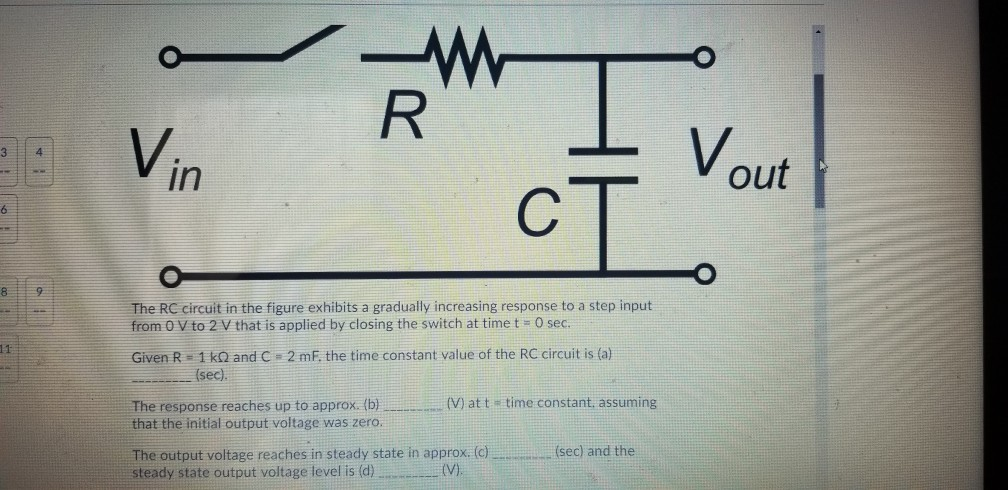 Solved R Vout Vin 8 The RC circuit in the figure exhibits a | Chegg.com