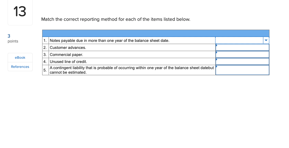 Solved 13 Match the correct reporting method for each of the | Chegg.com