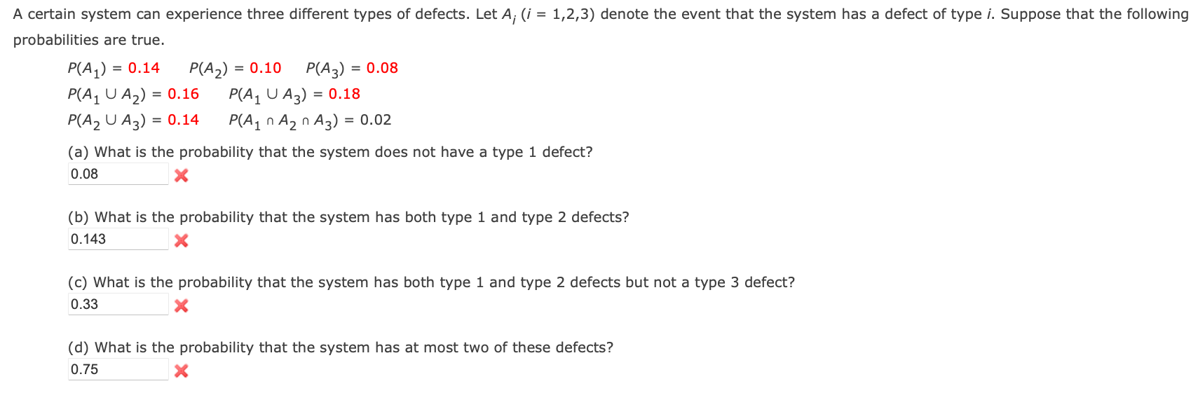 Solved A certain system can experience three different types | Chegg.com
