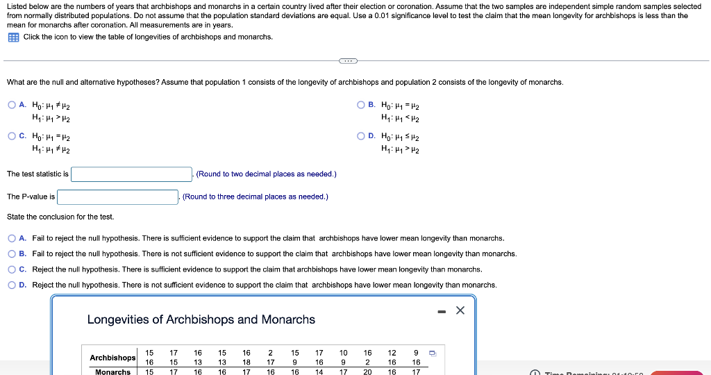 Solved -isted below are the numbers of years that | Chegg.com