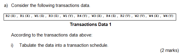 Solved a) Consider the following transactions data. | Chegg.com