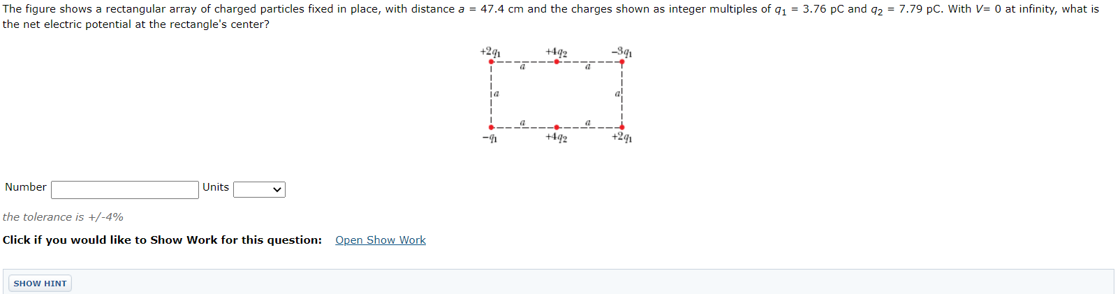 Solved The figure shows a rectangular array of charged | Chegg.com