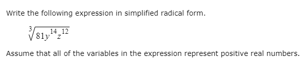 Solved Write the following expression in simplified radical | Chegg.com