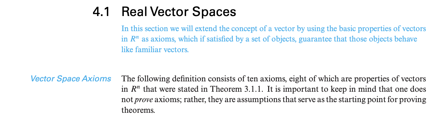 4.1 Real Vector Spaces In this section we will extend | Chegg.com