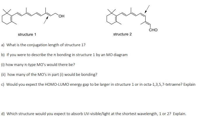 он CHO structure 1 structure2 s the conjugation | Chegg.com