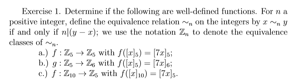 Solved Exercise 1. Determine if the following are | Chegg.com