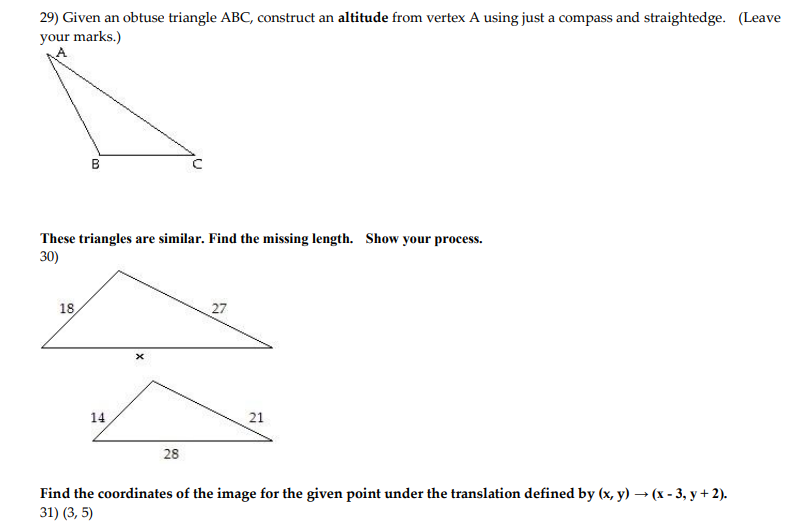 Solved 29) Given an obtuse triangle ABC, construct an | Chegg.com