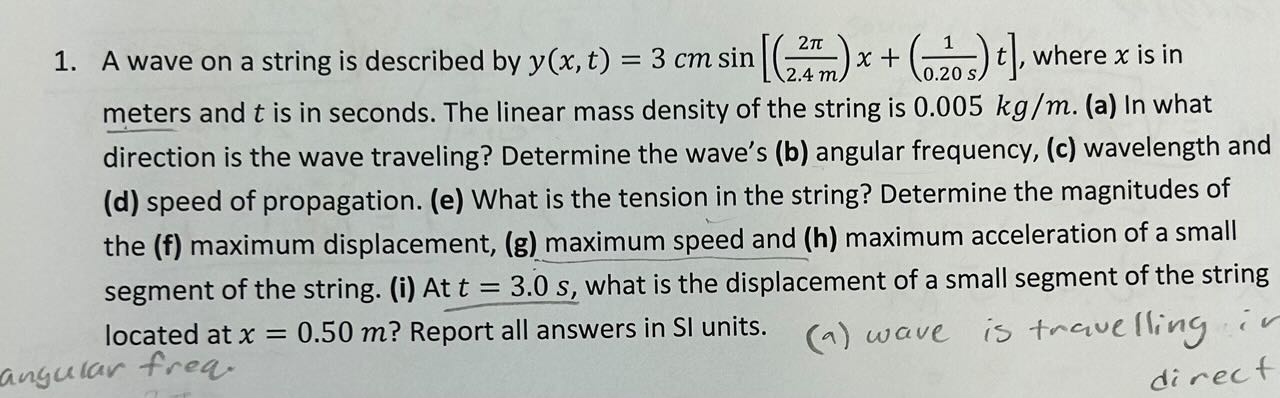 Solved A wave on a string is described by | Chegg.com