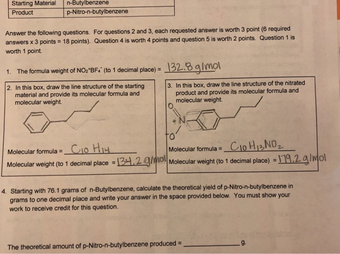 Solved Starting Material n-Butylbenzene Product | Chegg.com