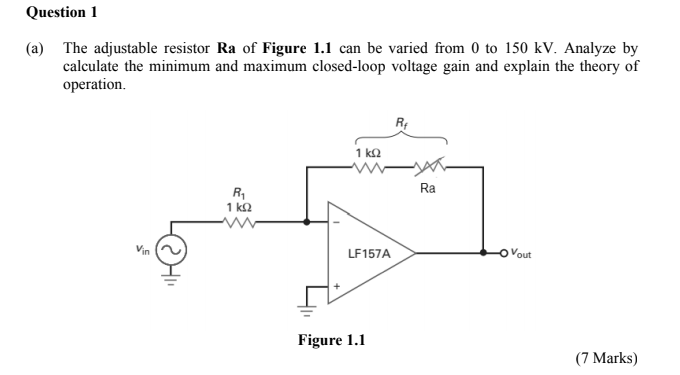 Solved Question 1 (a) The adjustable resistor Ra of Figure | Chegg.com