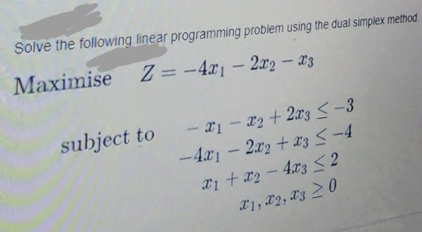 Solved Solve the following linear programming problem using | Chegg.com