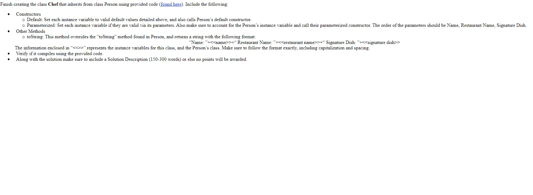 Solved Write the following program using Java. Chef.java | Chegg.com