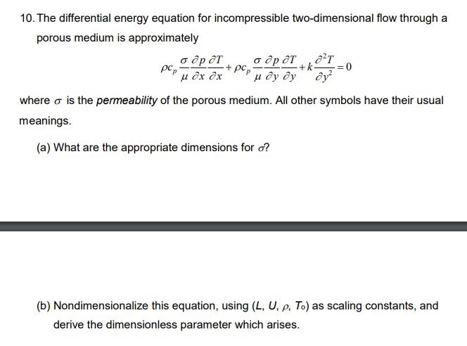 Solved 10. The differential energy equation for | Chegg.com