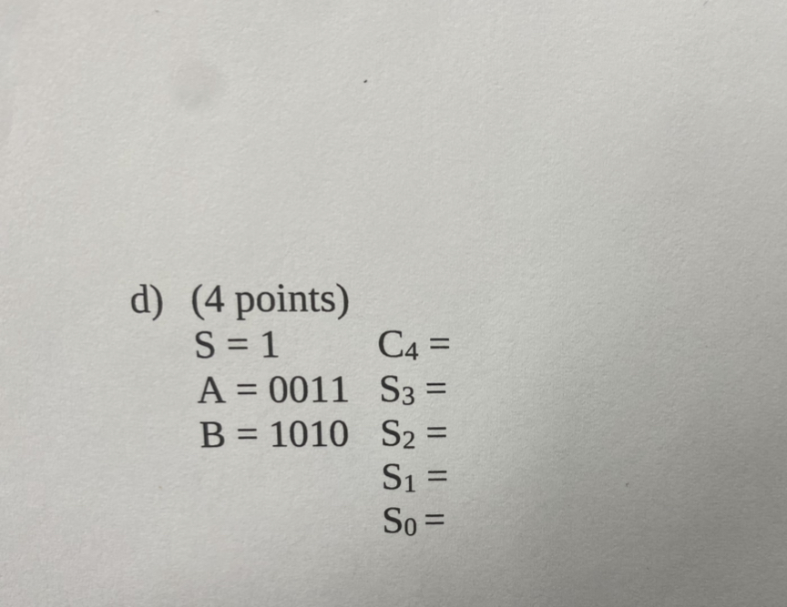 Solved Input values for the adder-subtractor circuit above | Chegg.com