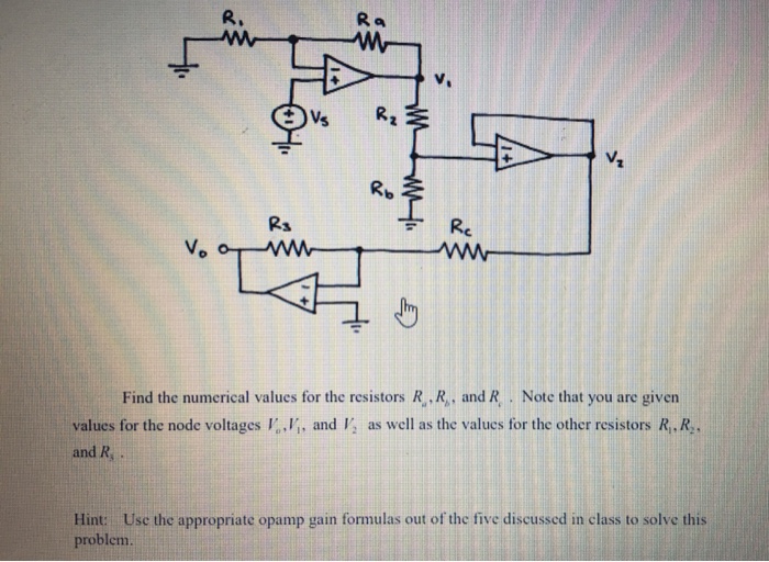 Solved R a V. Rs Rc 3 Find the numerical values for the | Chegg.com