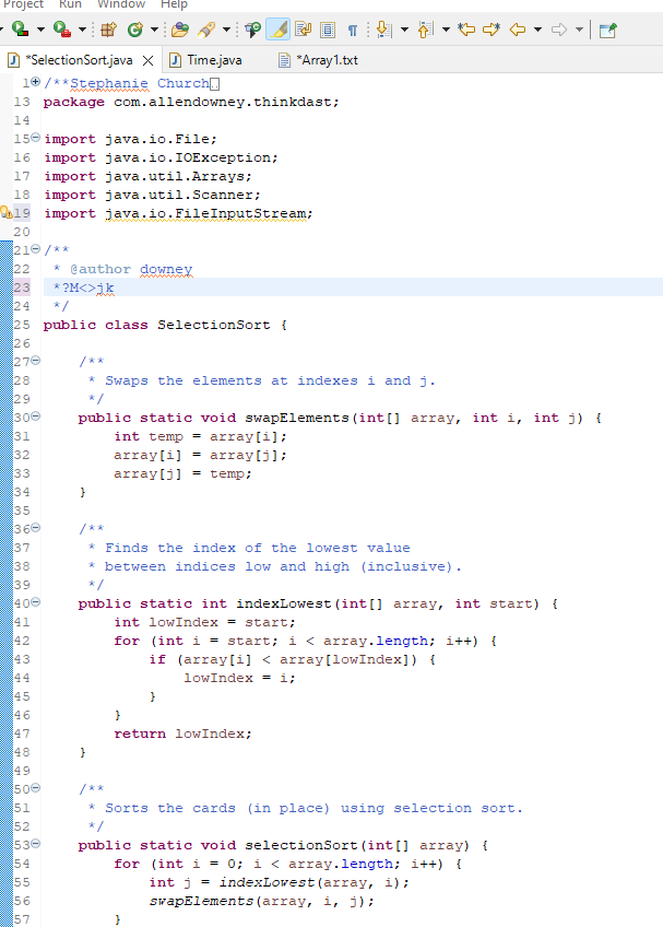 Solved I am writing code in java to run selection sort in | Chegg.com