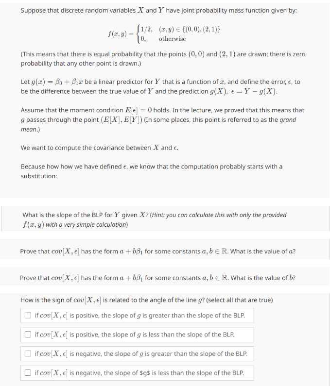Solved Suppose that discrete random variables X and Y have | Chegg.com