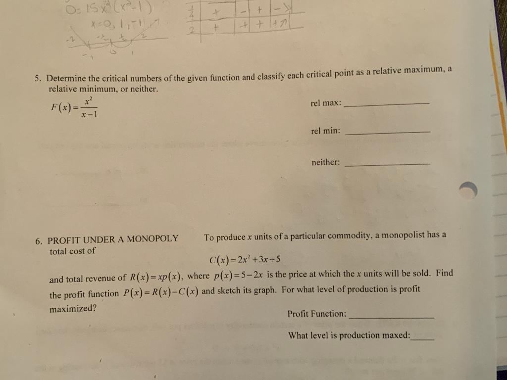 Solved 5. Determine the critical numbers of the given | Chegg.com