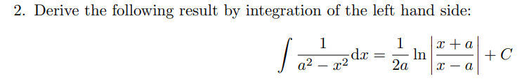 Solved Derive the following result by integration of the | Chegg.com