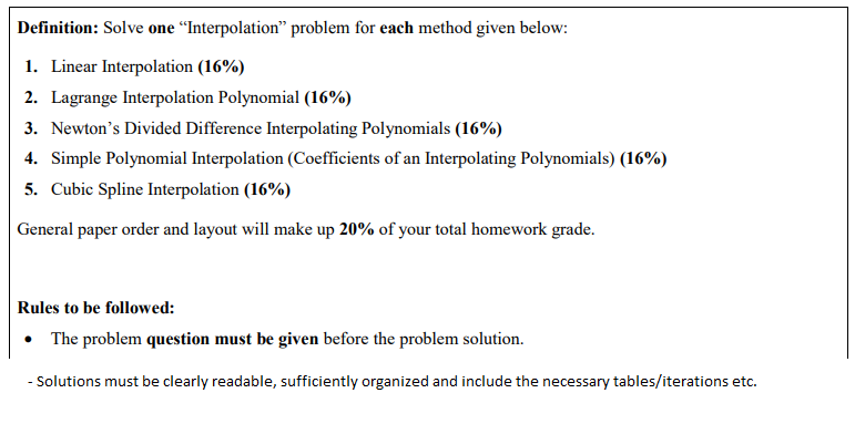 Solved Definition Solve One “interpolation” Problem For