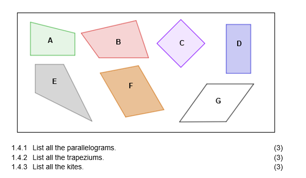 Solved 1.4.1 List all the parallelograms. 1.4.2 List all the | Chegg.com