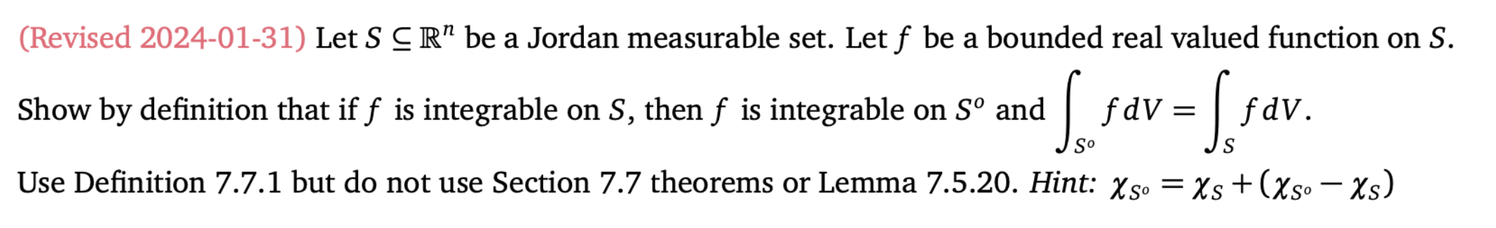 Solved Definition_7.7.1 ﻿Let SsubeRn ﻿be a bounded set. Let | Chegg.com