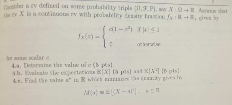 Solved Consider a rv defined on some probability triple | Chegg.com