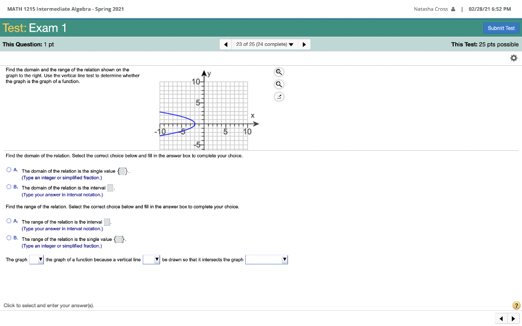 Solved MATH 1215 Intermediate Algebra - Spring 2021 Natasha | Chegg.com