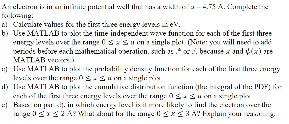 Solved An Electron Is In An Infinite Potential Well That Has
