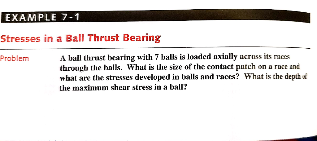 EXAMPLE 7-1 Stresses in a Ball Thrust Bearing Problem | Chegg.com