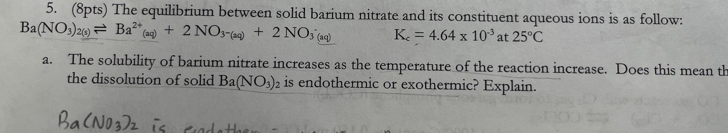 Solved 5. (8pts) The equilibrium between solid barium | Chegg.com