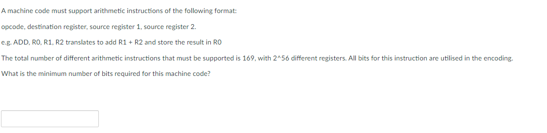 Solved A machine code must support arithmetic instructions | Chegg.com