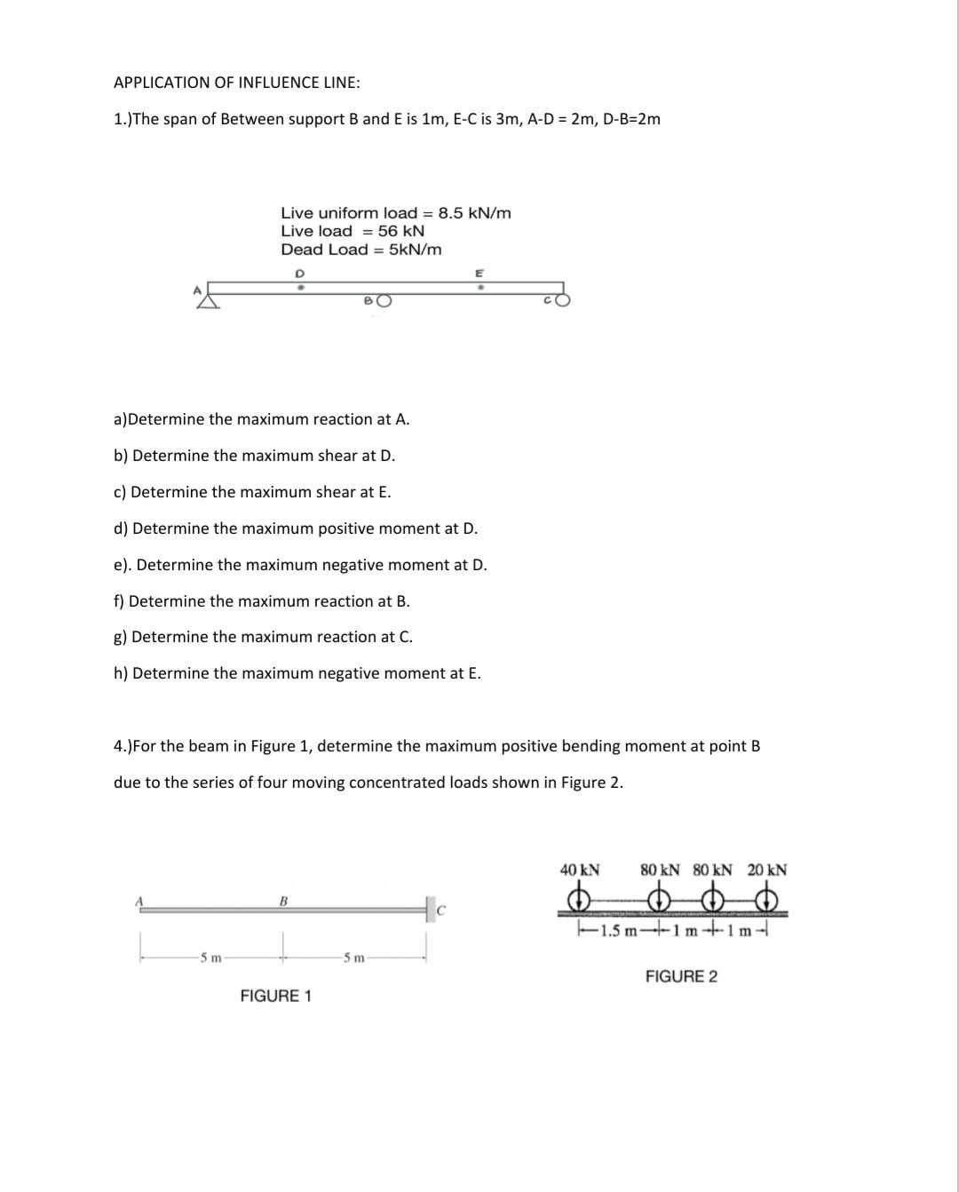 Solved APPLICATION OF INFLUENCE LINE: 1.)The span of Between | Chegg.com