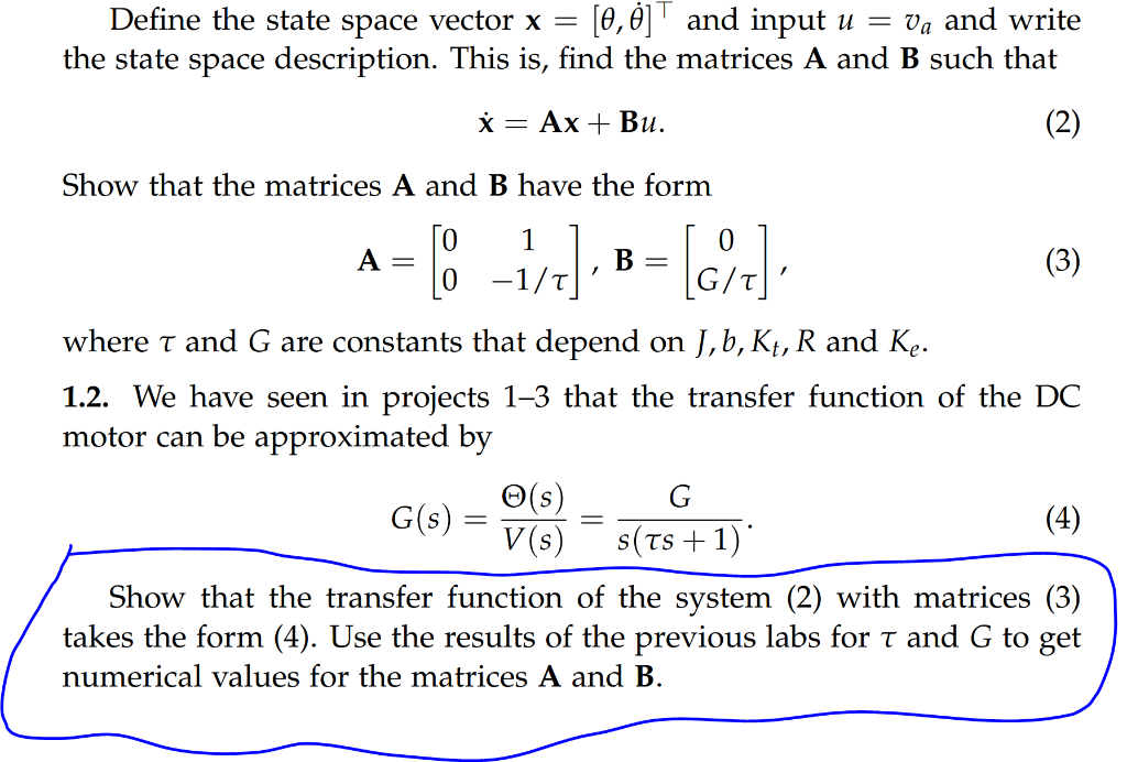Solved Define the state space vector x [0,0]T and input u = | Chegg.com