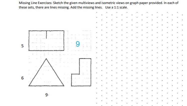 Solved Missing Line Exercises: Sketch the given multiviews | Chegg.com