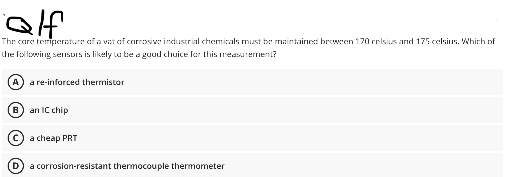 Solved Qif The core temperature of a vat of corrosive | Chegg.com