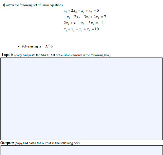Solved Using Mathlab Solve This Equations With Each Of 