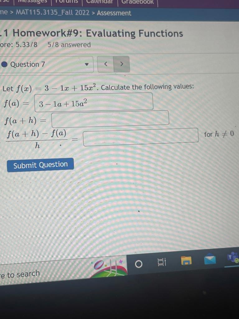 Solved 3 1 Homework 9 Evaluating Functions Score 5 33 85 8