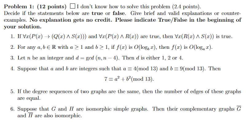 Solved Problem 1: (12 points) I don't know how to solve this | Chegg.com