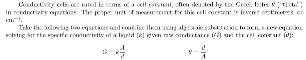 Solved Conductivity cells are rated in terms of a cell | Chegg.com