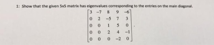 Solved 1: Show that the given 5x5 matrix has eigenvalues | Chegg.com