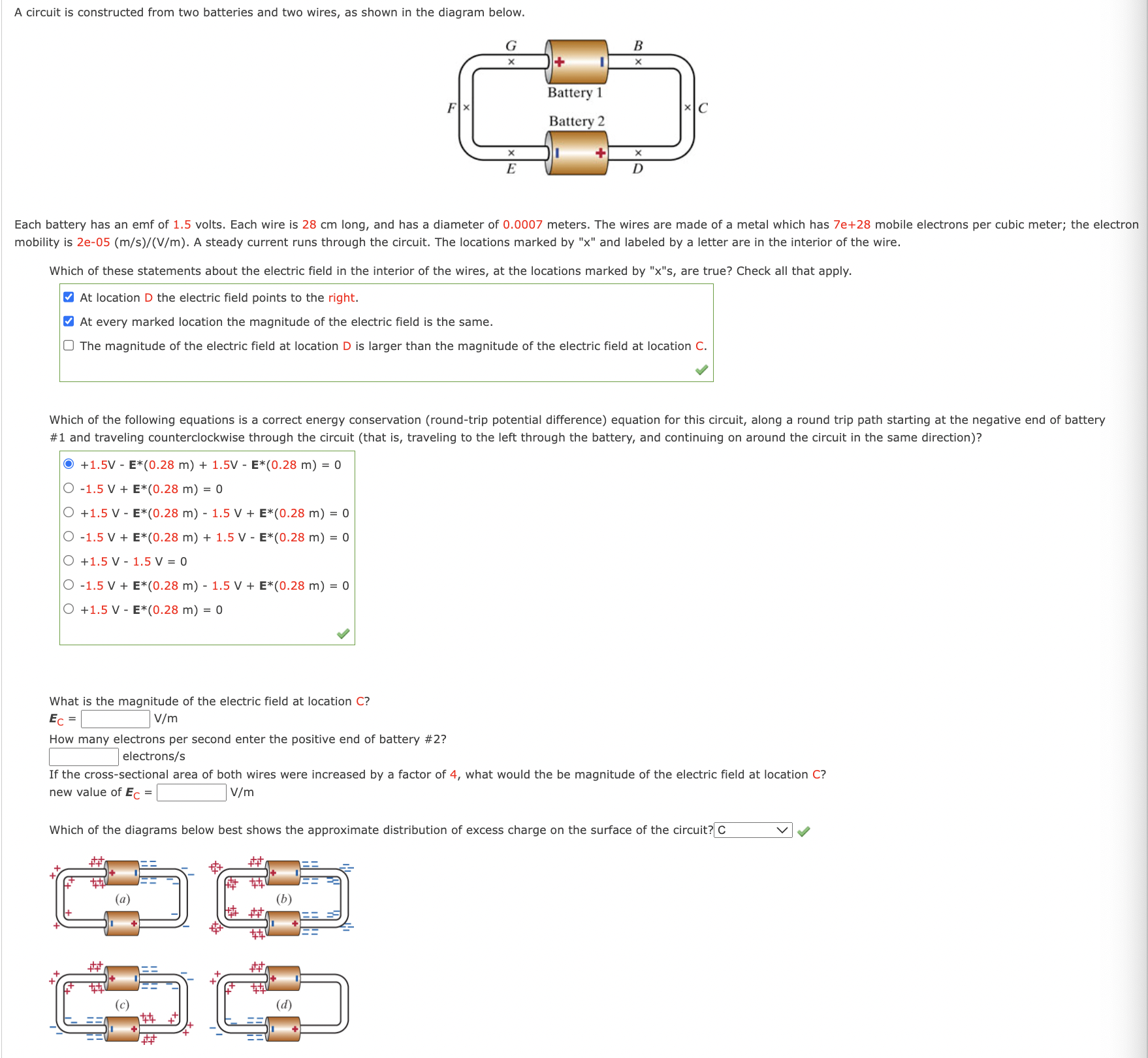Solved A circuit is ﻿constructed from two batteries and two | Chegg.com