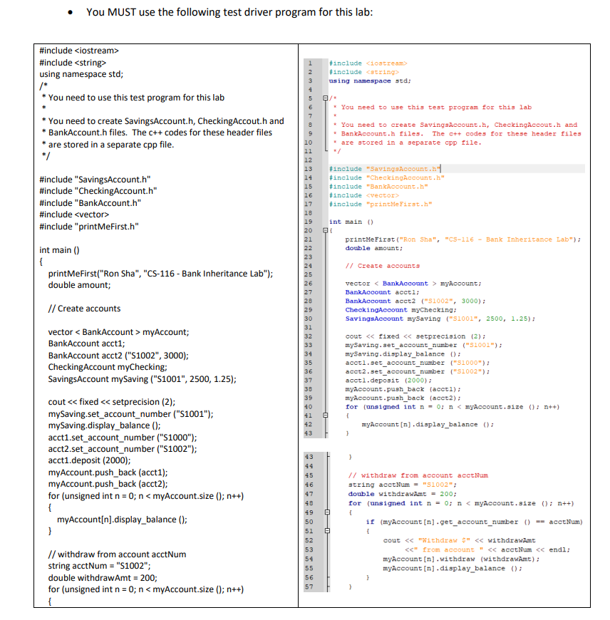 Solved 1. Define a class BankAccount which contains the | Chegg.com Solved 1. Define a class BankAccount which contains the | Chegg.com
