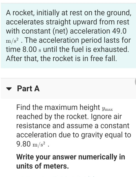 Solved A rocket, initially at rest on the ground, | Chegg.com
