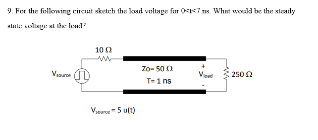 Solved 9. For the following circuit sketch the load voltage | Chegg.com
