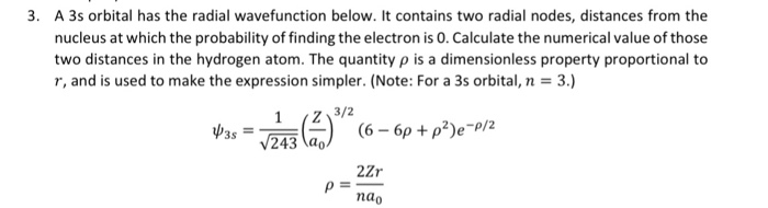 Solved 3. A 3s orbital has the radial wavefunction below. It | Chegg.com