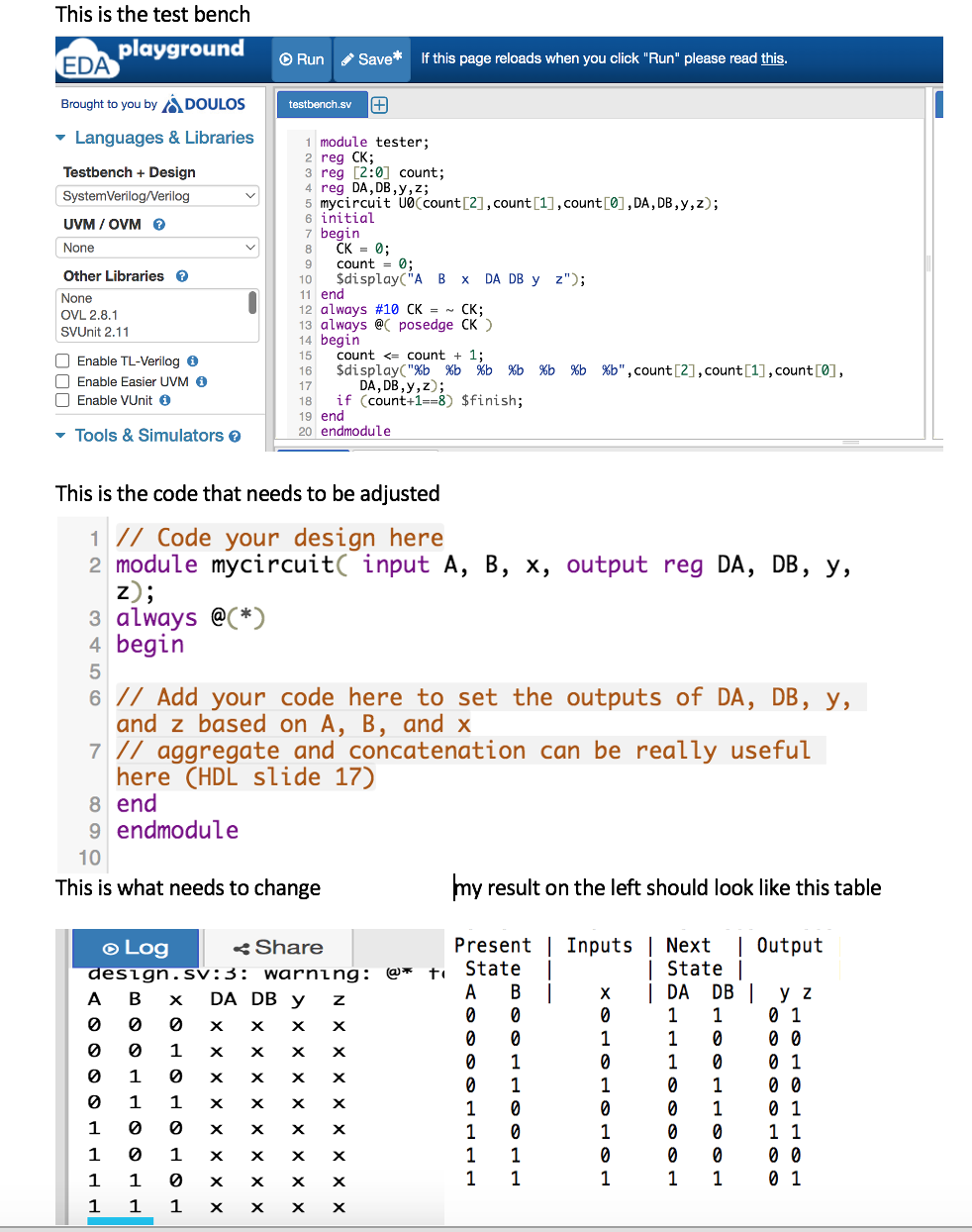 Solved Hdl verilog Add your code here to set the outputs of | Chegg.com