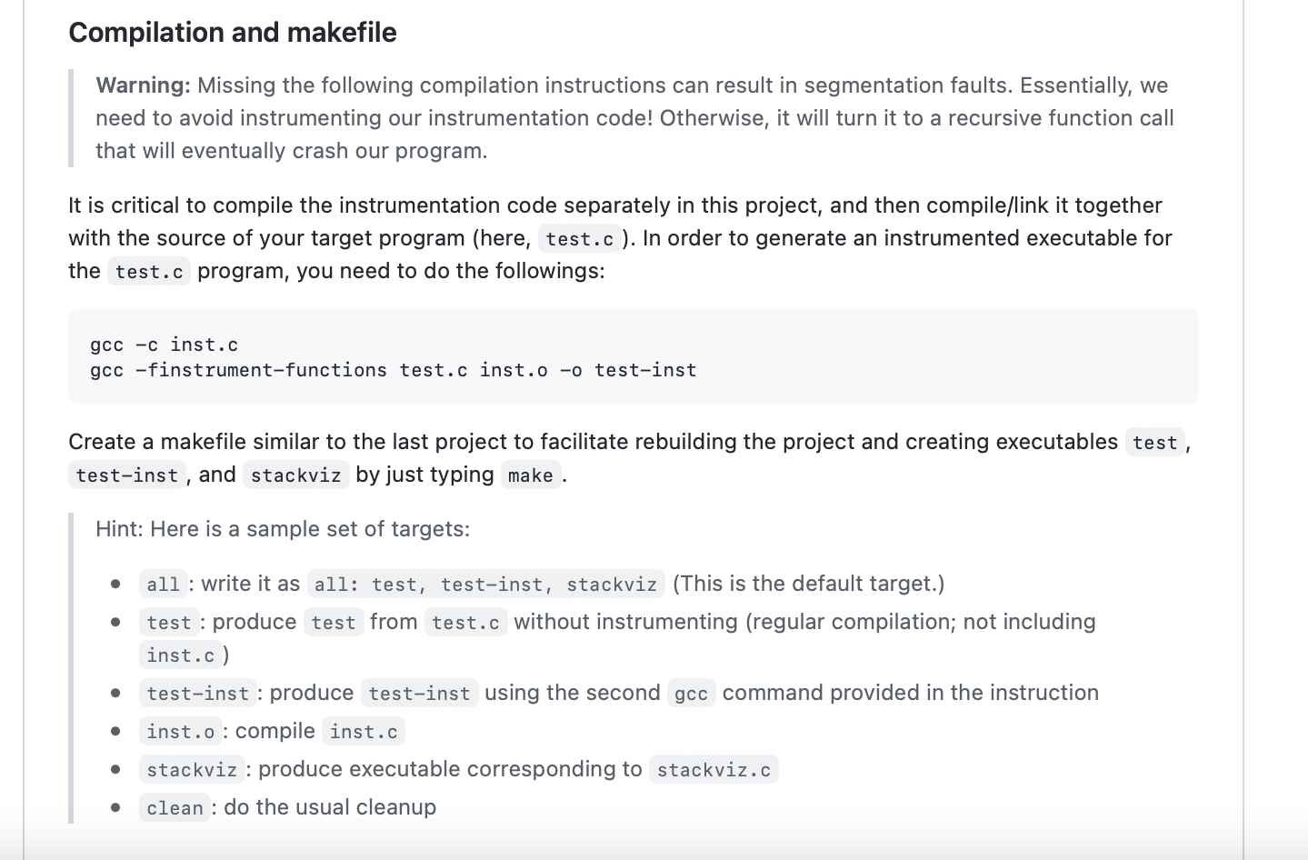Compilation and makefile Warning: Missing the | Chegg.com