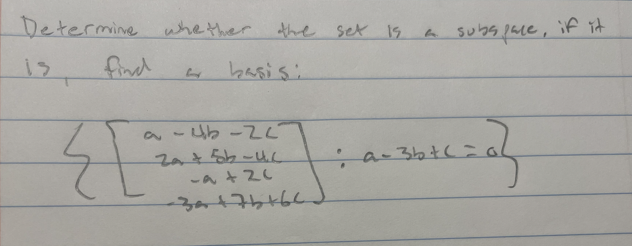 Solved Determine whether the set is a subspace, if it is, | Chegg.com